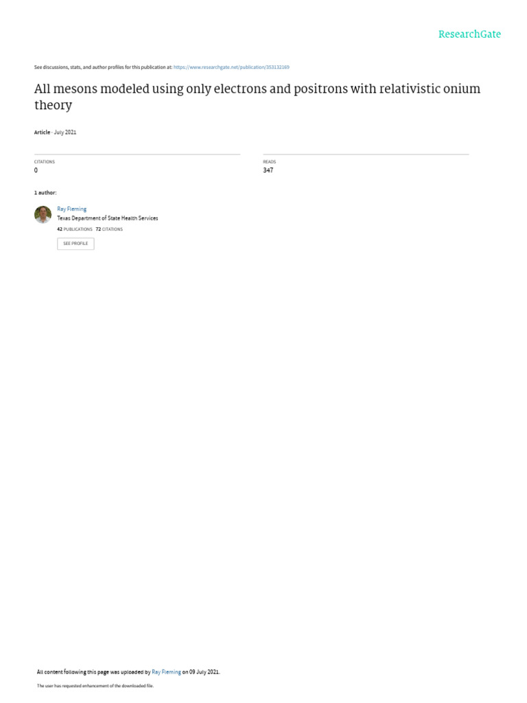 All Mesons Modeled Using Only Electrons and Positrons With Relativistic ...