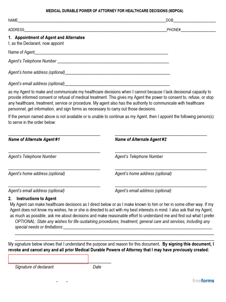 Colorado Medical Power of Attorney Form | PDF | Power Of Attorney ...