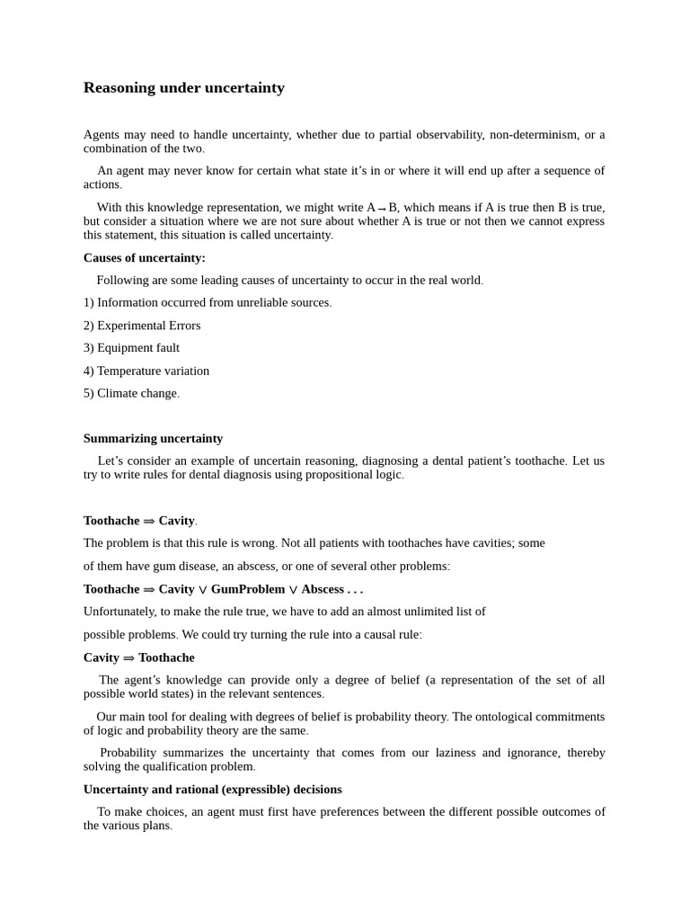 Reasoning Under Uncertainty | PDF | Utility | Probability