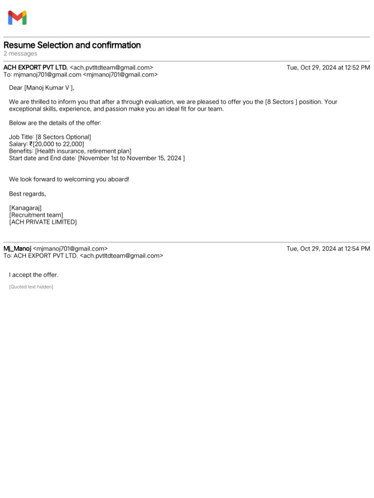 Resume Selection and Confirmation | PDF