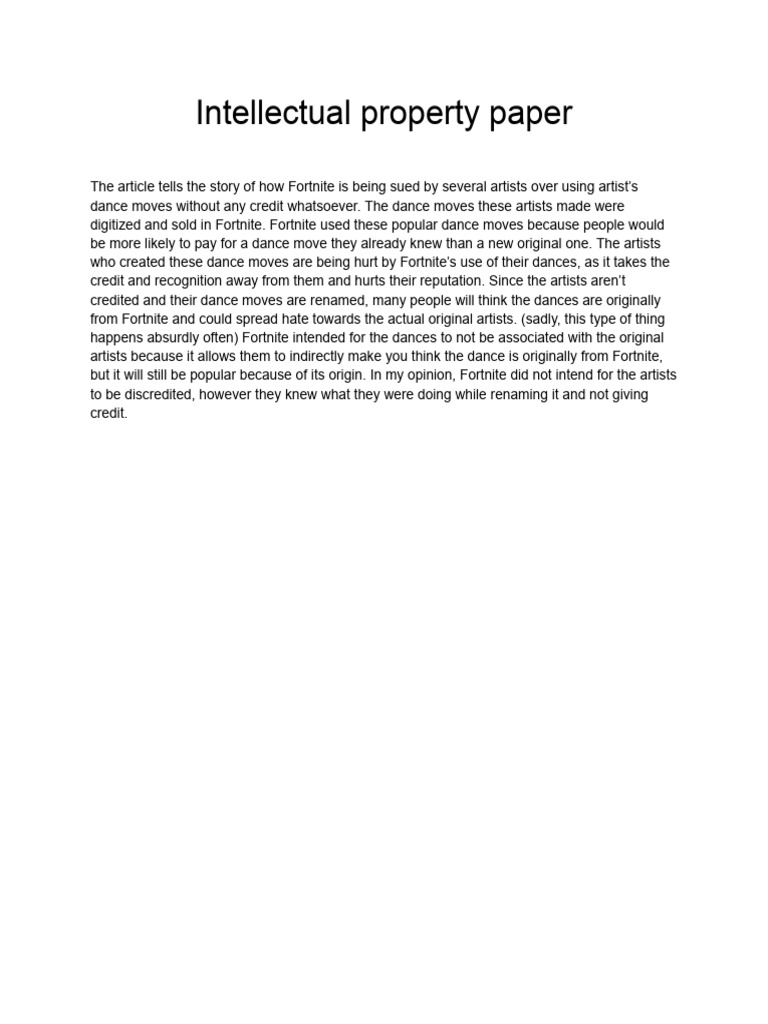 Intellectual Property "Paper" | PDF | Games & Activities | Art