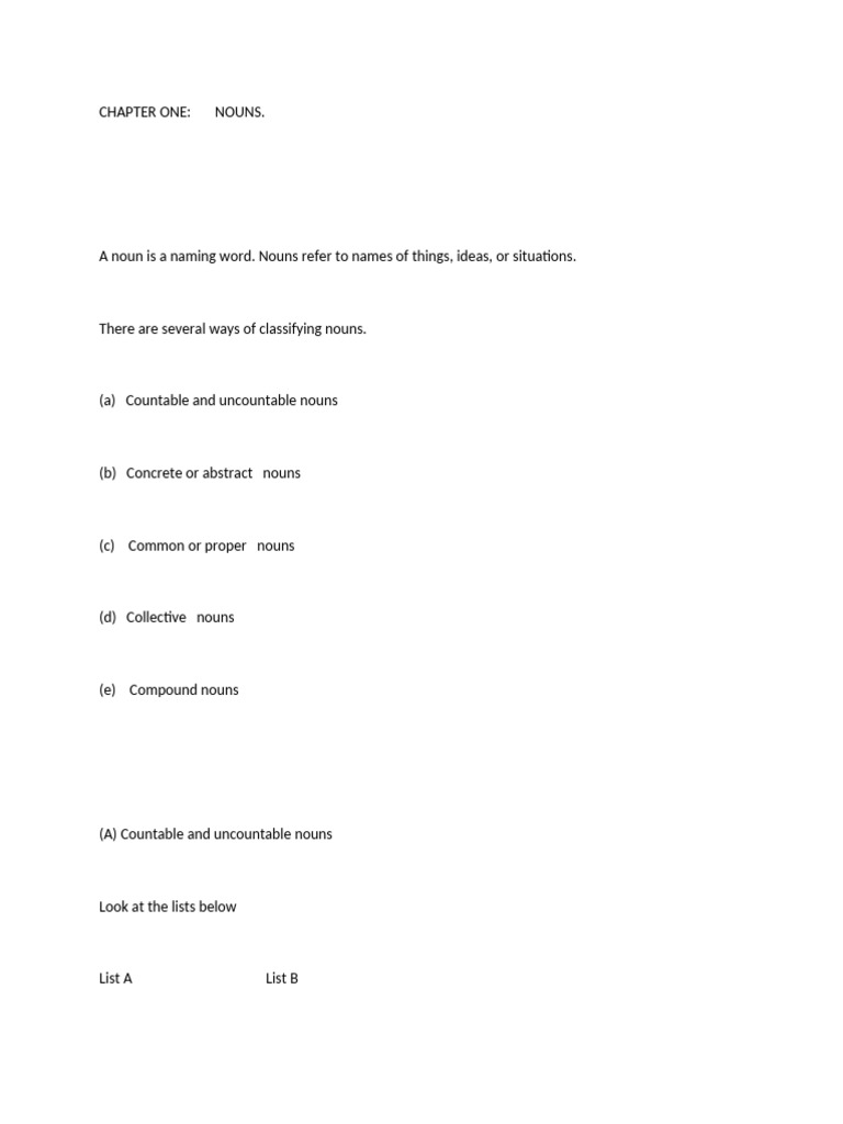 CHAPTER ONE_document | PDF | Noun | Plural