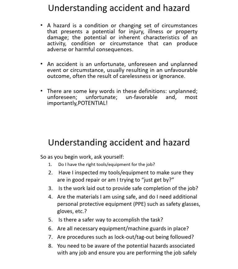 Accident and Hazard Awareness Guide | PDF | Career & Growth
