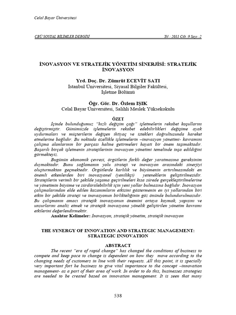 Novasyon Ve Stratej K y Net M S Nerj S Stratej K Novasyon (#53705) - 45956 | PDF