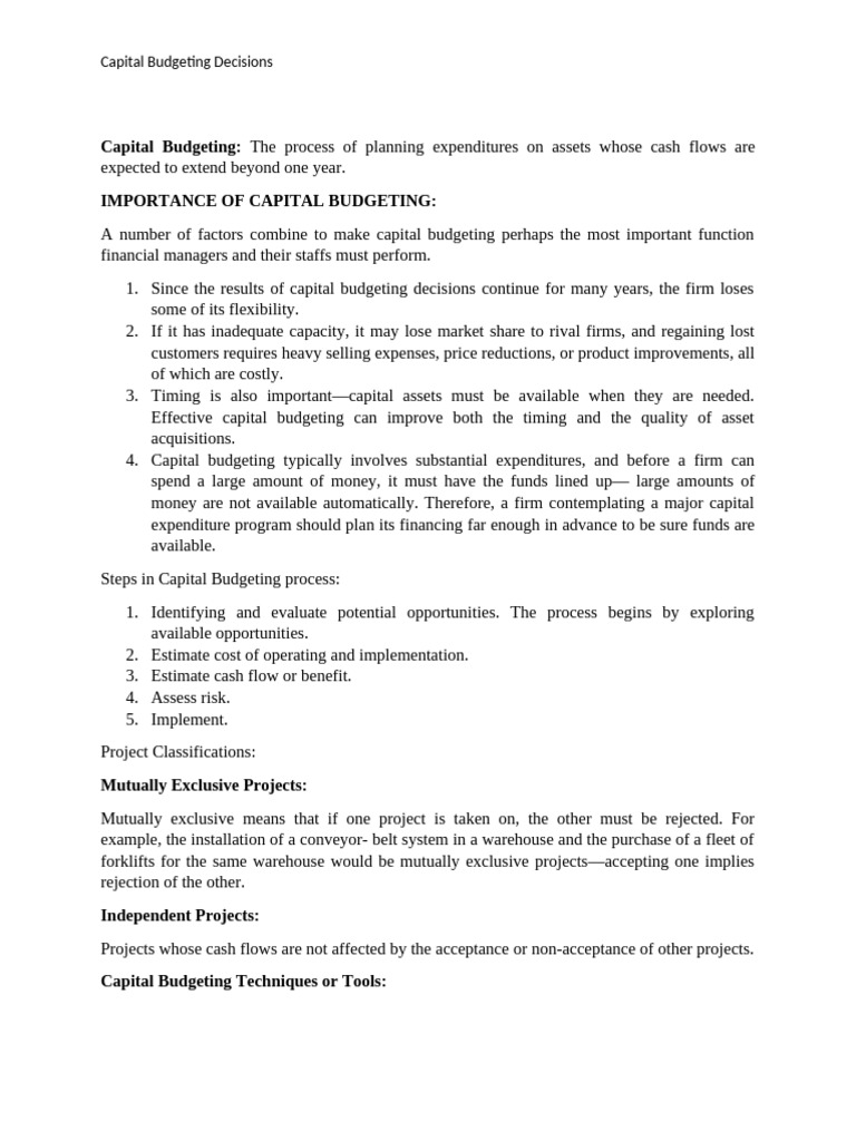 Capital Budgeting Decisions | PDF | Net Present Value | Internal Rate ...