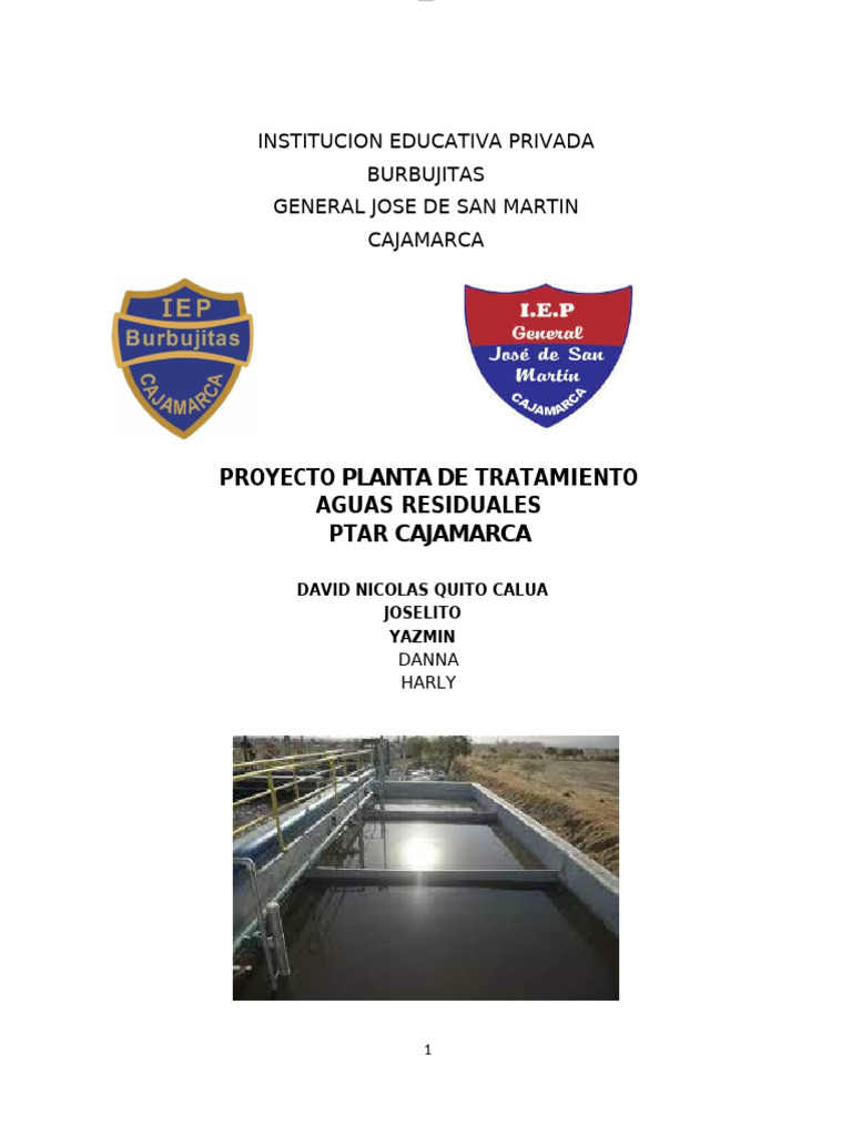 PROYECTO PTAR CUARTO GRADO | PDF | Agua | Tratamiento de aguas residuales