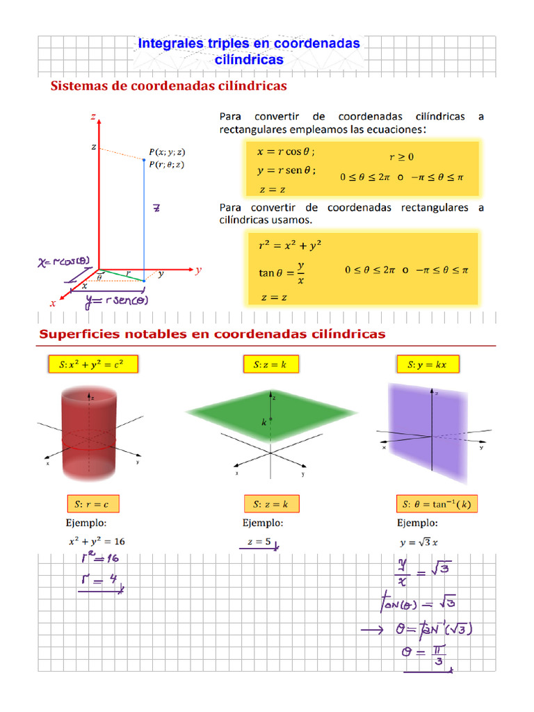 Integrales Triples En Coordenadas Cilíndricas Ejercicios Pdf