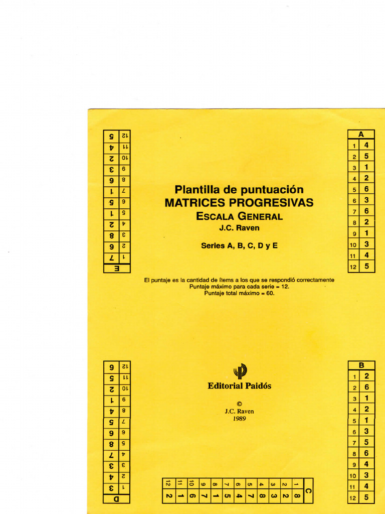 Raven Percentiles y Hoja de Respuesta | PDF