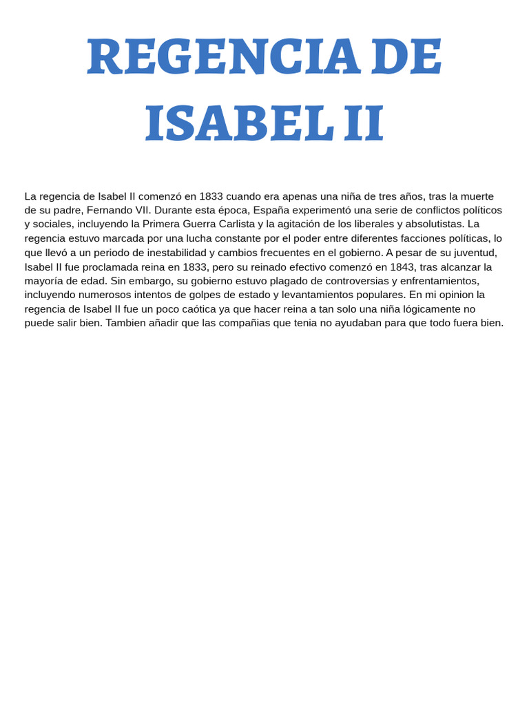 La Regencia de Isabel Ii | PDF