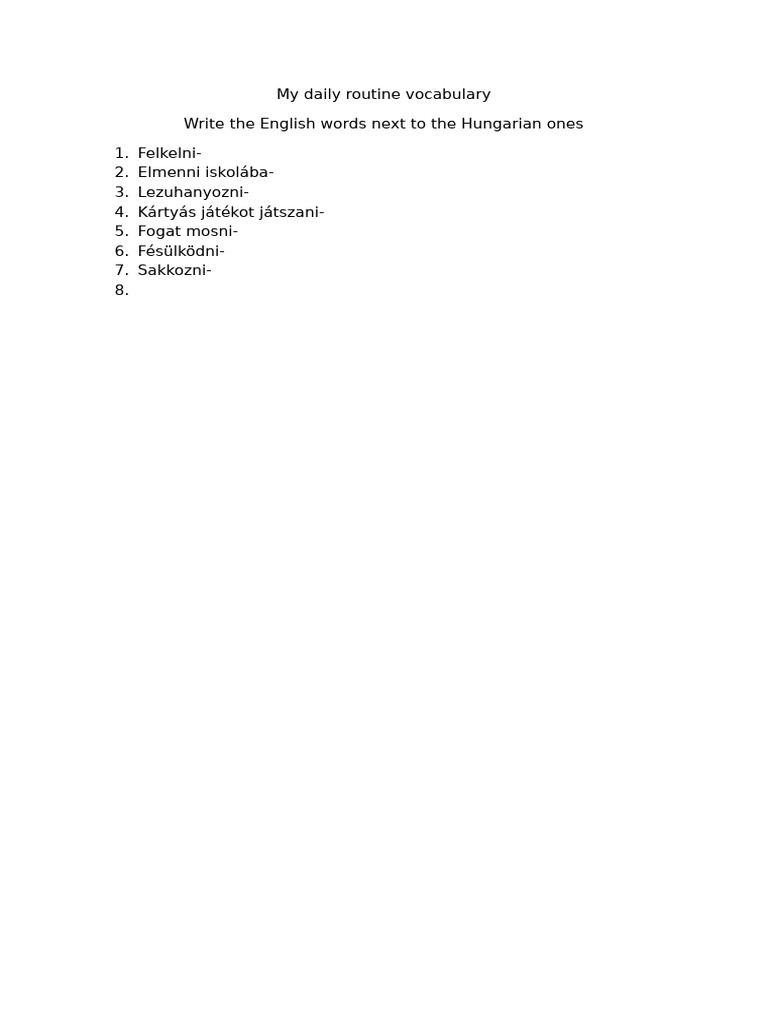 My Daily Routine Vocabulary | PDF