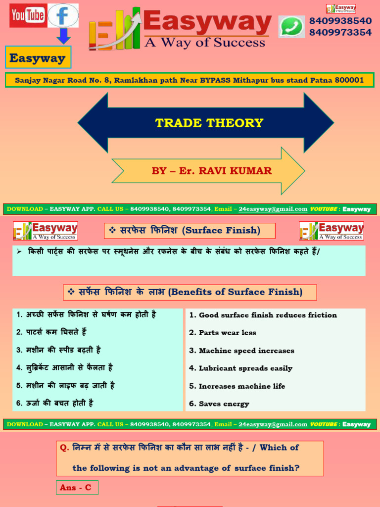 082) (Study Material (Class Notes) ) 40 Surface Finish | PDF