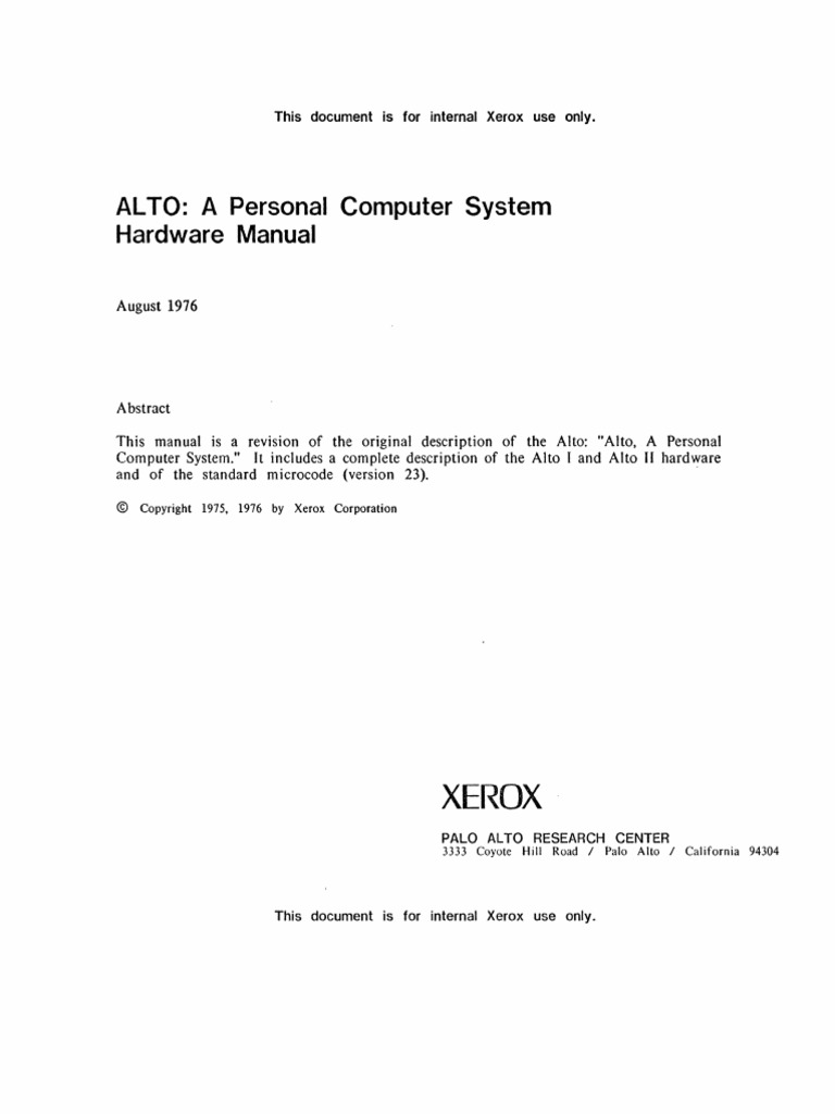 Alto Hardware Manual Aug76 | PDF | Central Processing Unit | Integrated ...