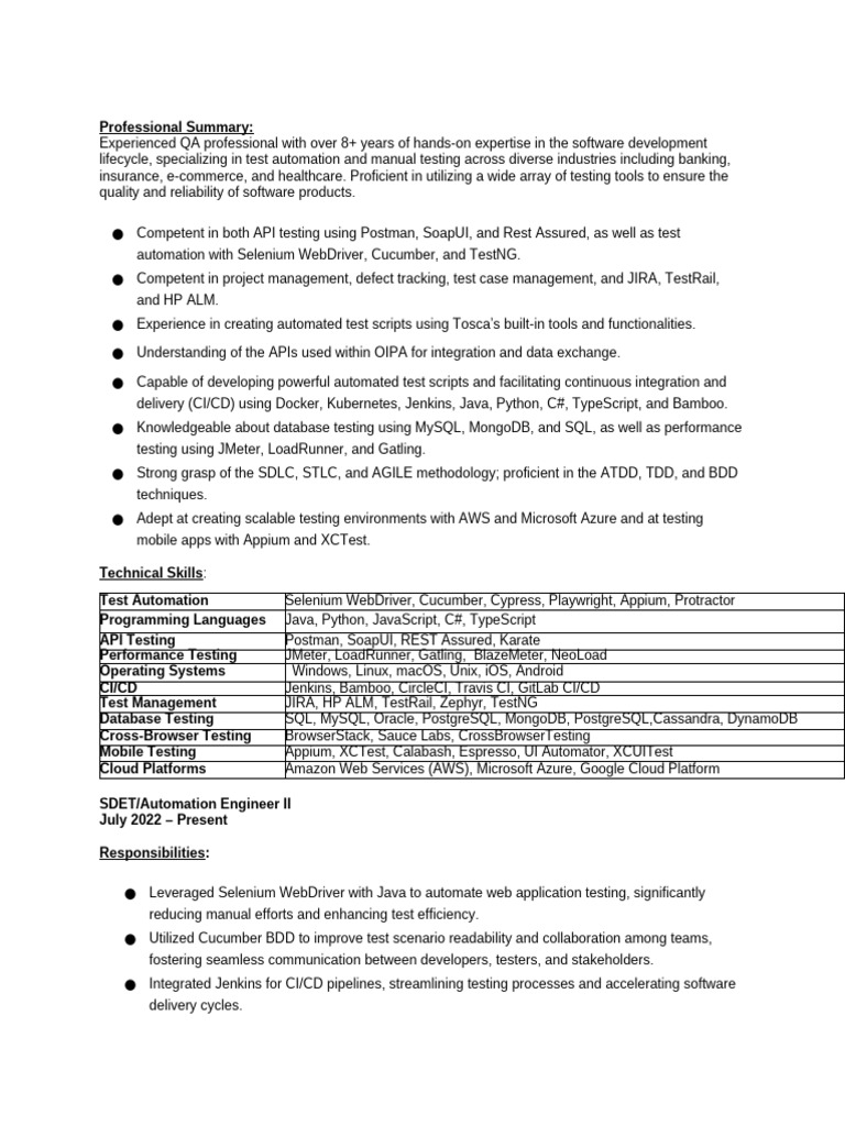 Dummy Resume | PDF | Selenium (Software) | Software Testing