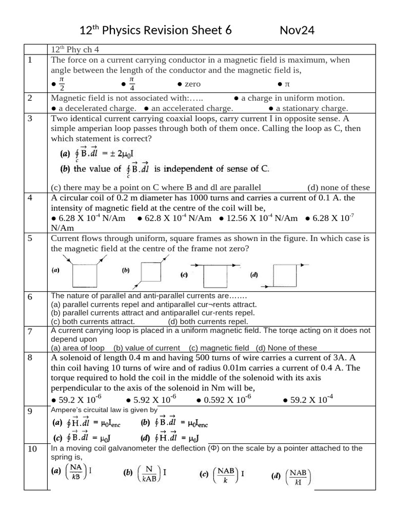 12th Physics WS6 | PDF