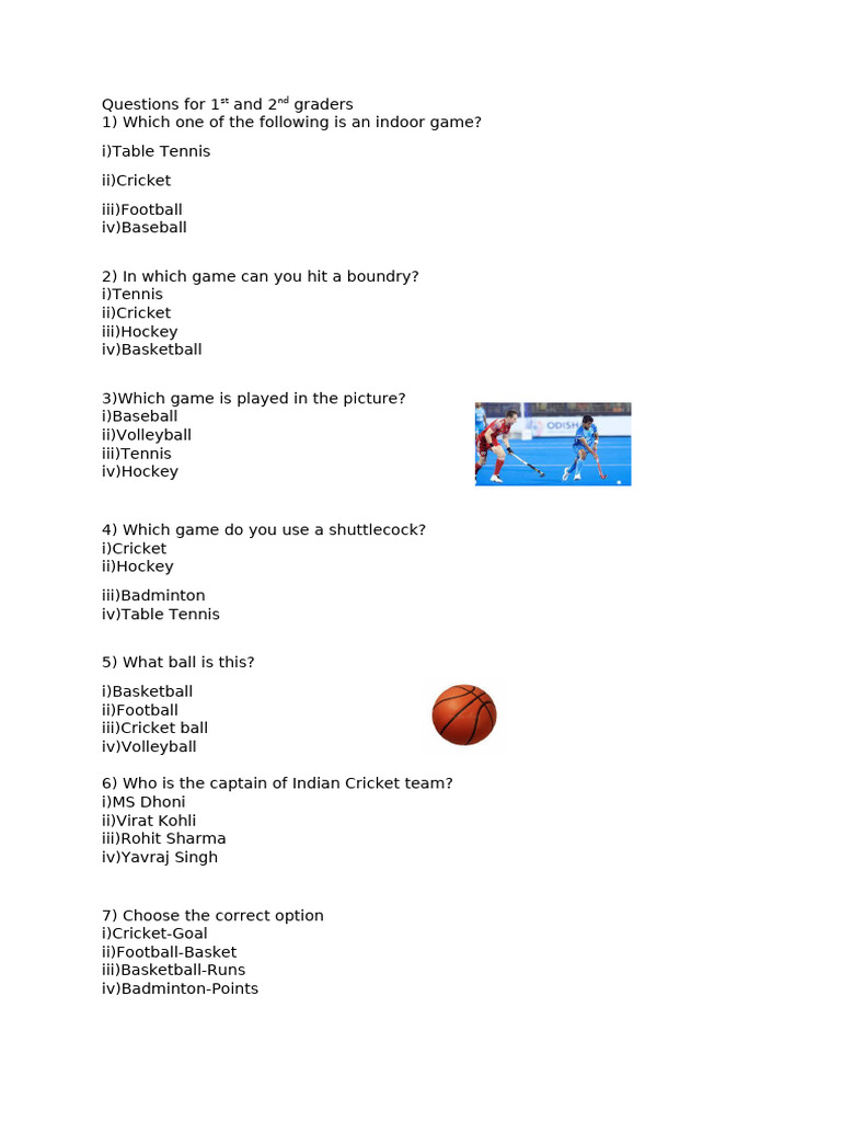 Questions For 1st and 2nd Graders | PDF | Games & Activities | Art