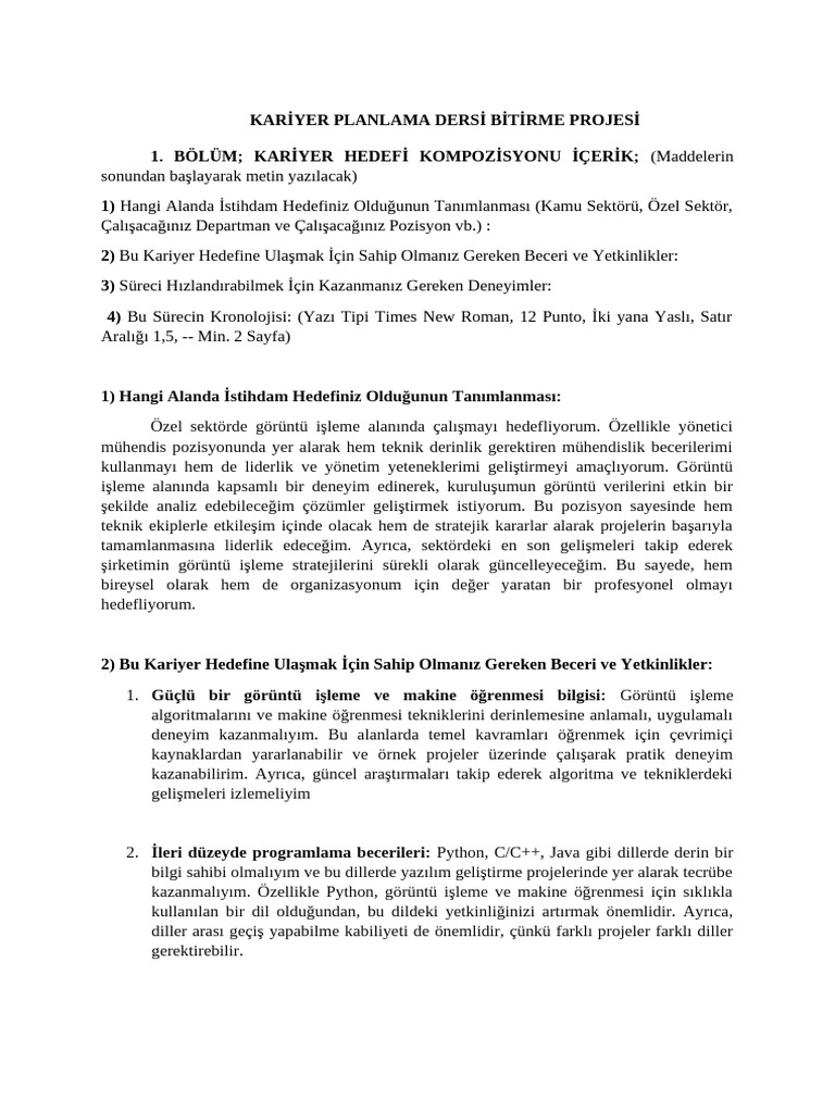 Kariyer Planlama Bitirme Projesi - Kopyası | PDF
