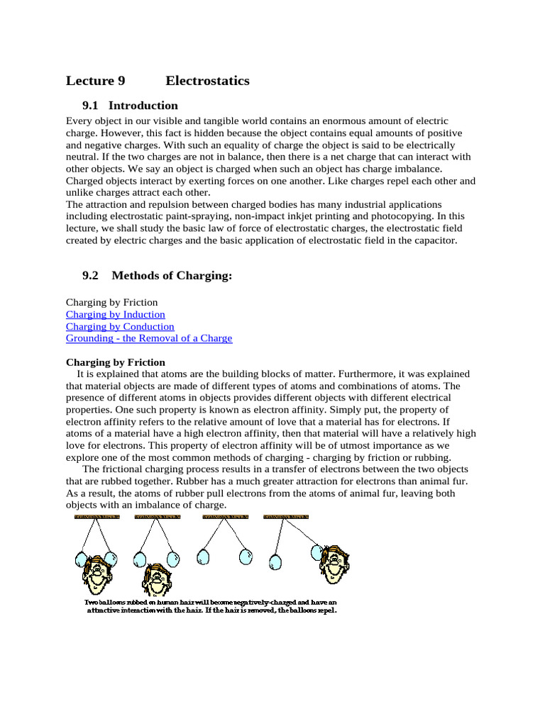 Lecture 9 Electrostatics | PDF | Electric Charge | Force