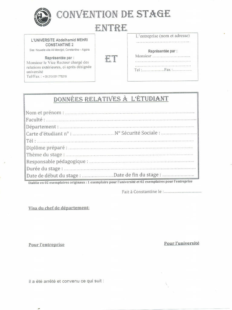 Convention de Stage | PDF