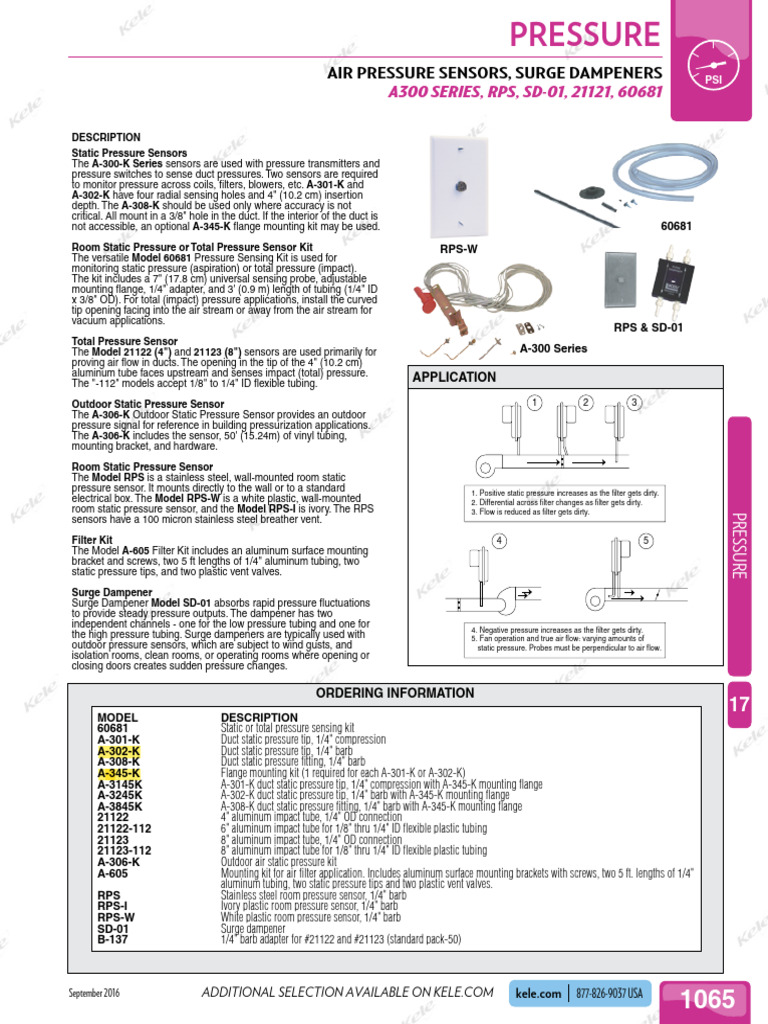 Air Pressure Sensors, Surge Dampeners: A300 Series, RPS, Sd-01, 21121 ...