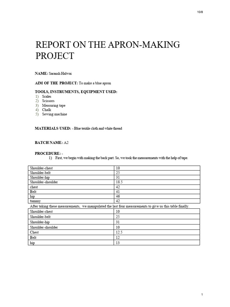 Apron Report A2 1066 | PDF | Sewing | Textiles