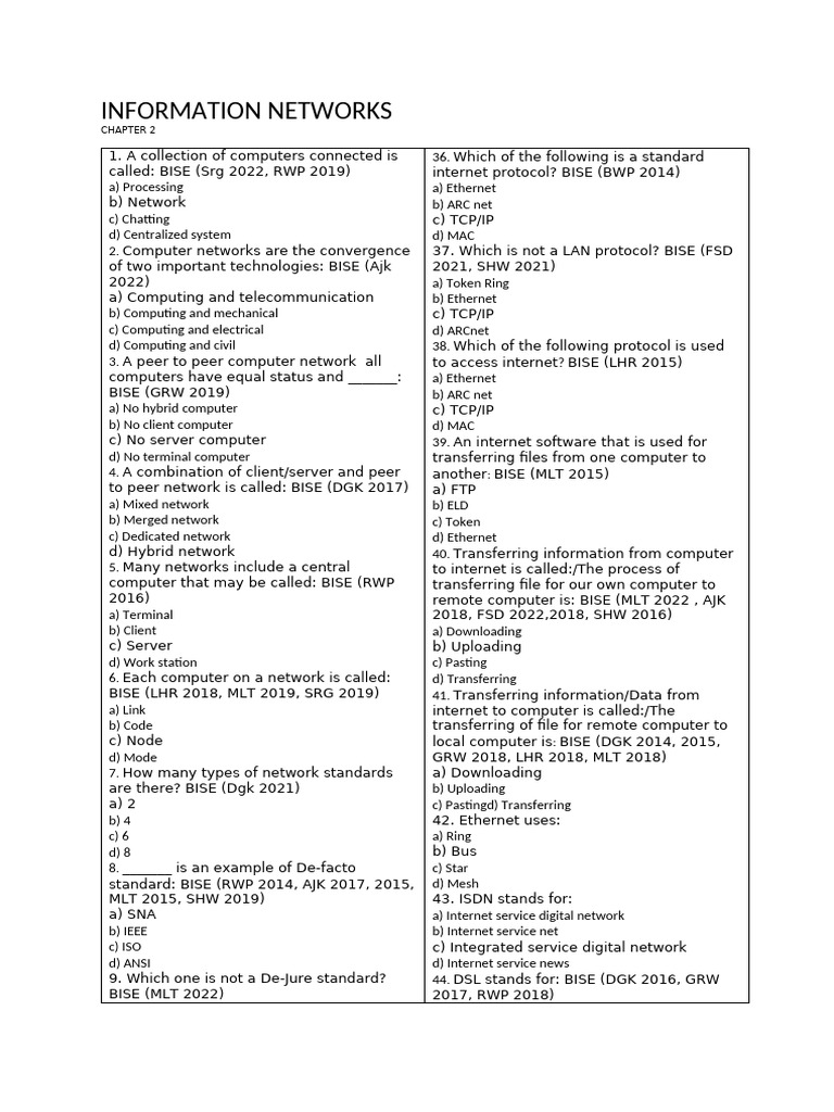 mcq's ch-2 (1) | PDF | Computer Network | Osi Model