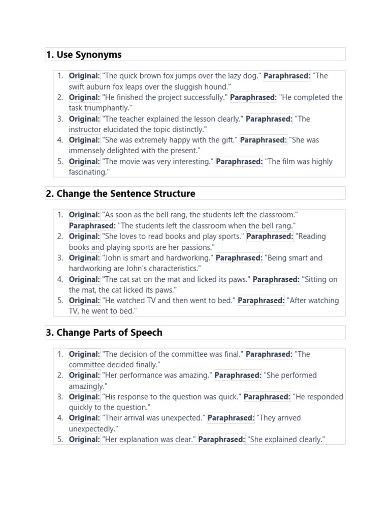 Paraphrasing Technique Examples | PDF | Art