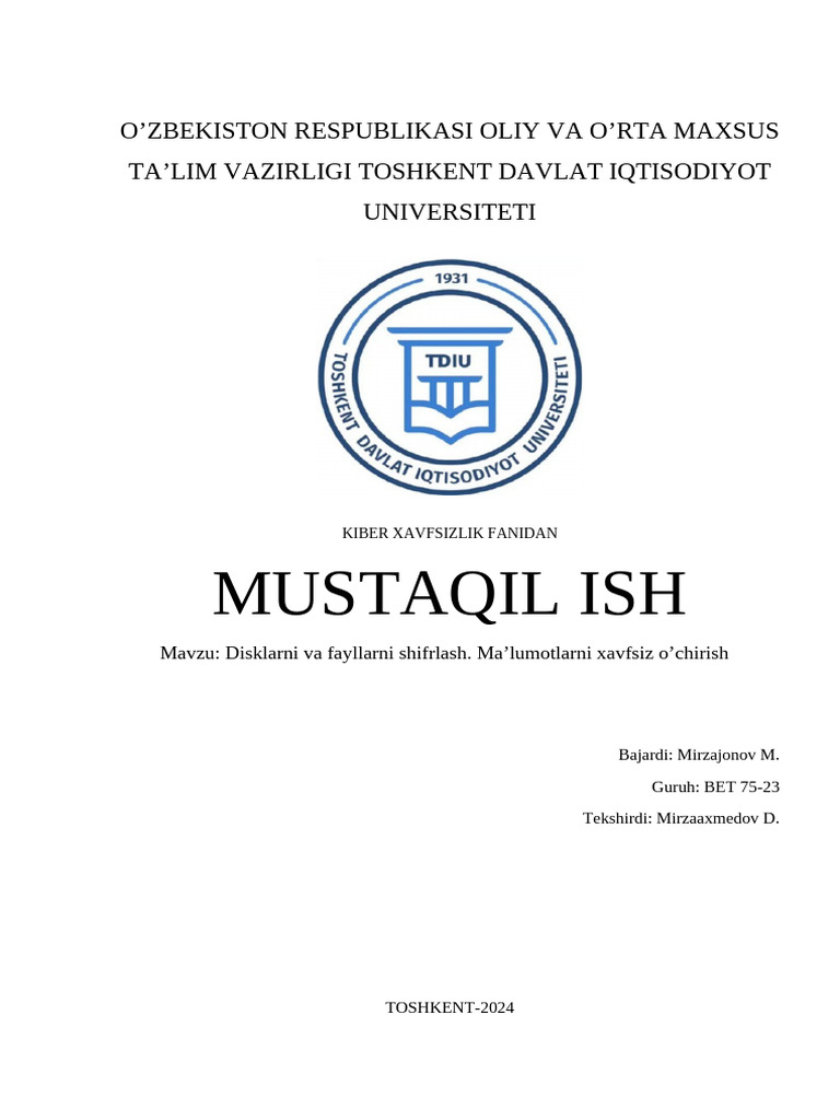 Kiber Xavfsizlik | PDF