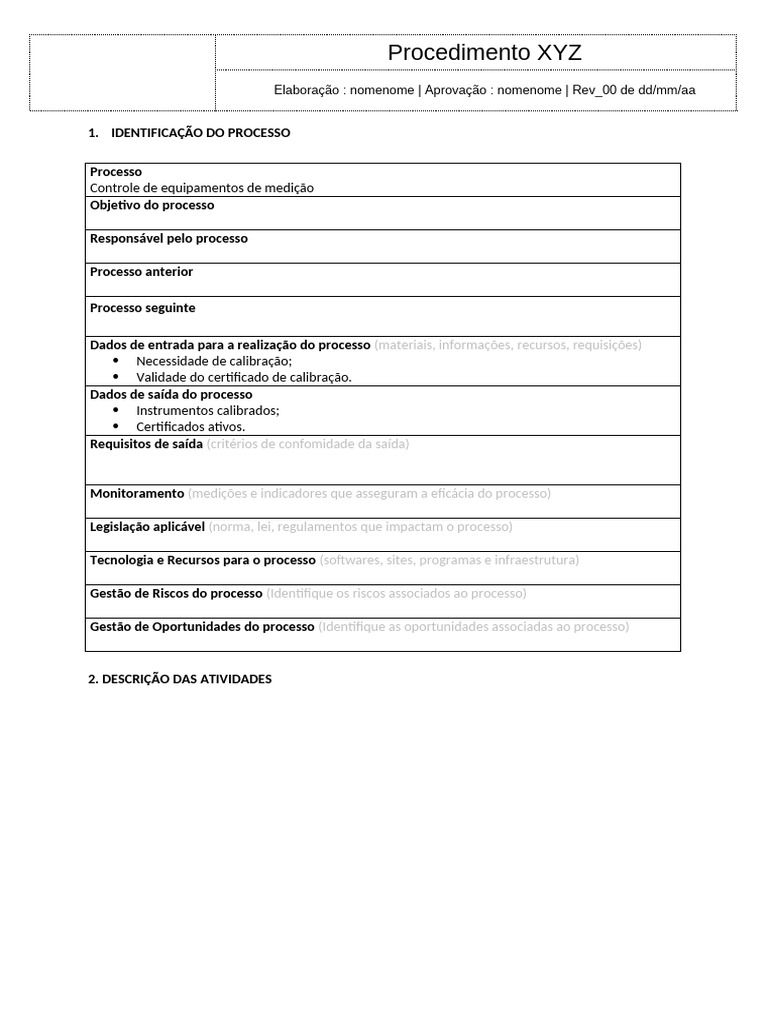 Modelo Procedimento | PDF