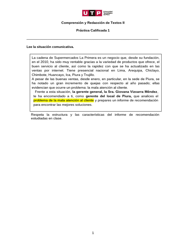 PC1 Informe de Recomendación 2024 | PDF | Marketing | Servicio al Cliente