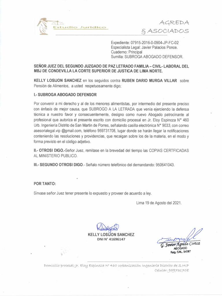 Subrogo Abogado Defensor | PDF