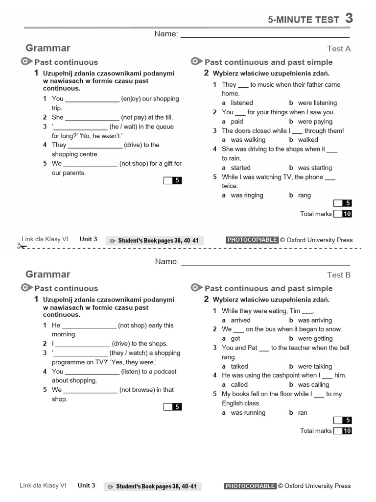 Link L6 U3 5min Test Grammar | PDF