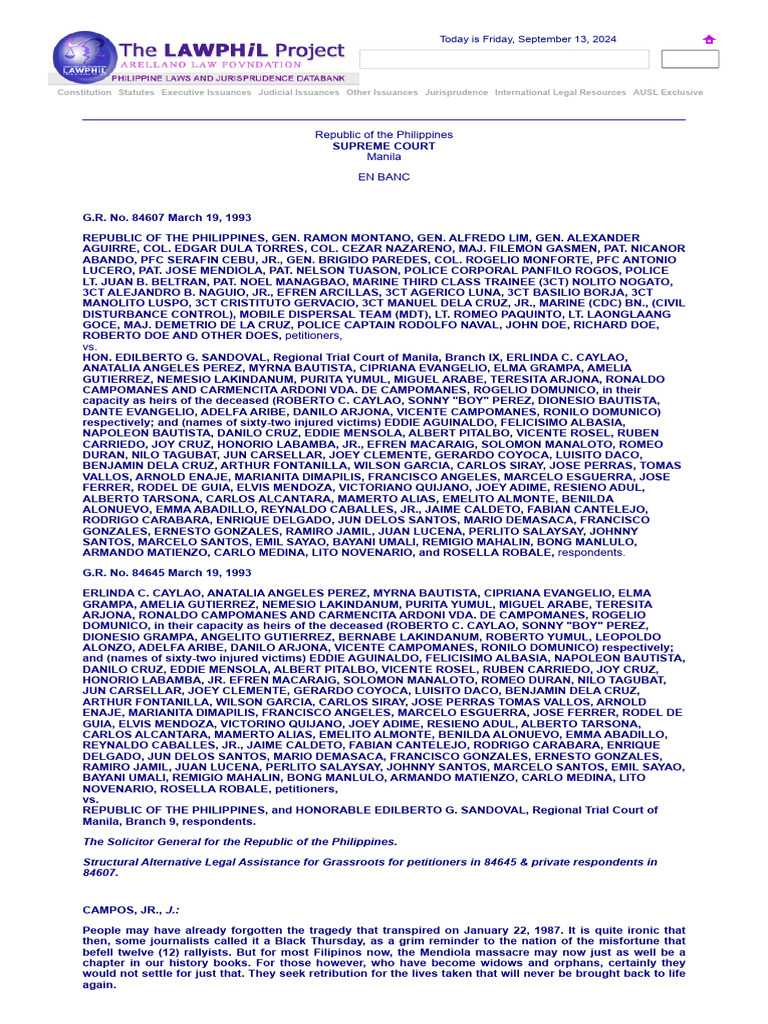 G.R. No. 84607 Massacre - Petitioners Filing by Reason of Waiver of ...