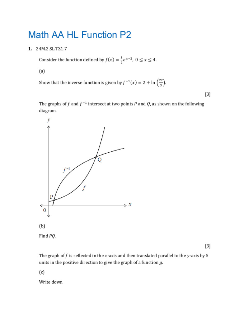 Math AA HL Function P2 | PDF | Function (Mathematics) | Tangent