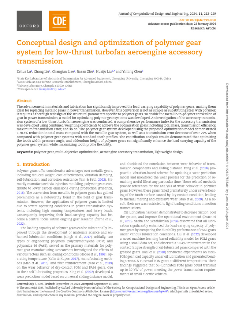 Conceptual Design and Optimization of Polymer Gear System For Low ...