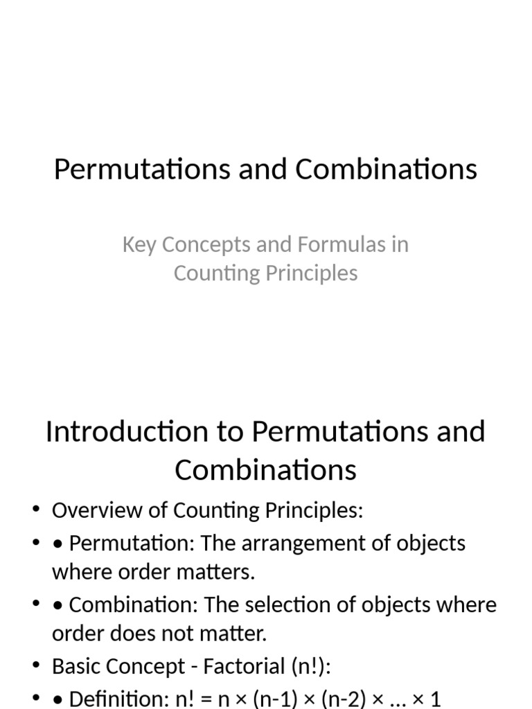Permutations and Combinations Presentation | PDF | Career & Growth | Teaching Methods & Materials