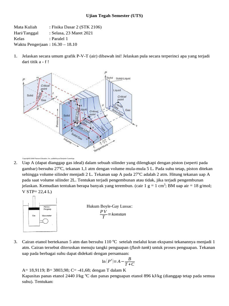 UTS Fisika: Soal P-V-T & Penguapan | PDF