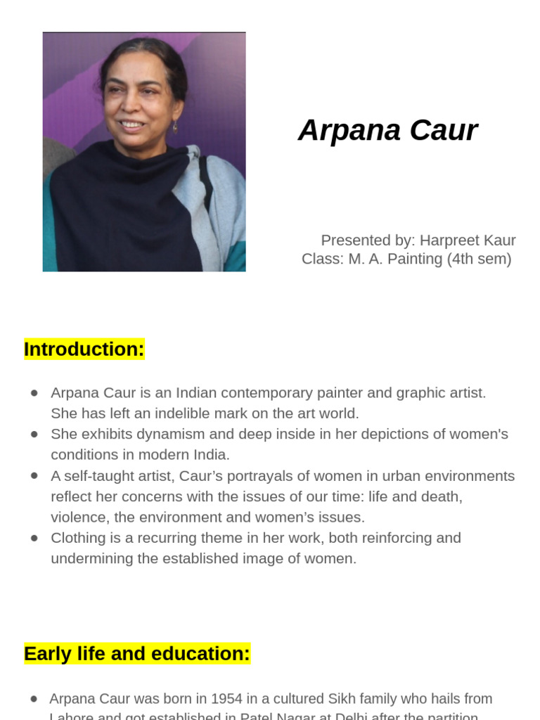 Arpana Caur. Presentation | PDF | The Arts