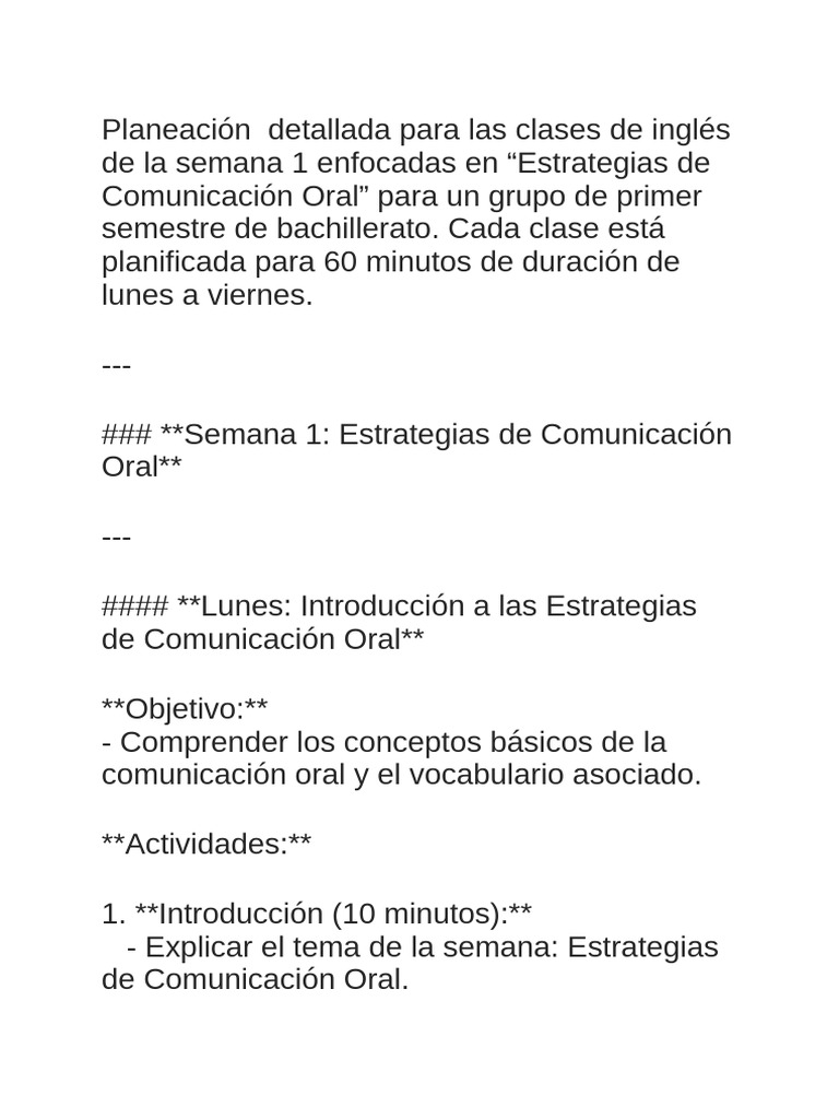 Bachillerato 1 Semana 1 | PDF | Evaluación | Aprendizaje