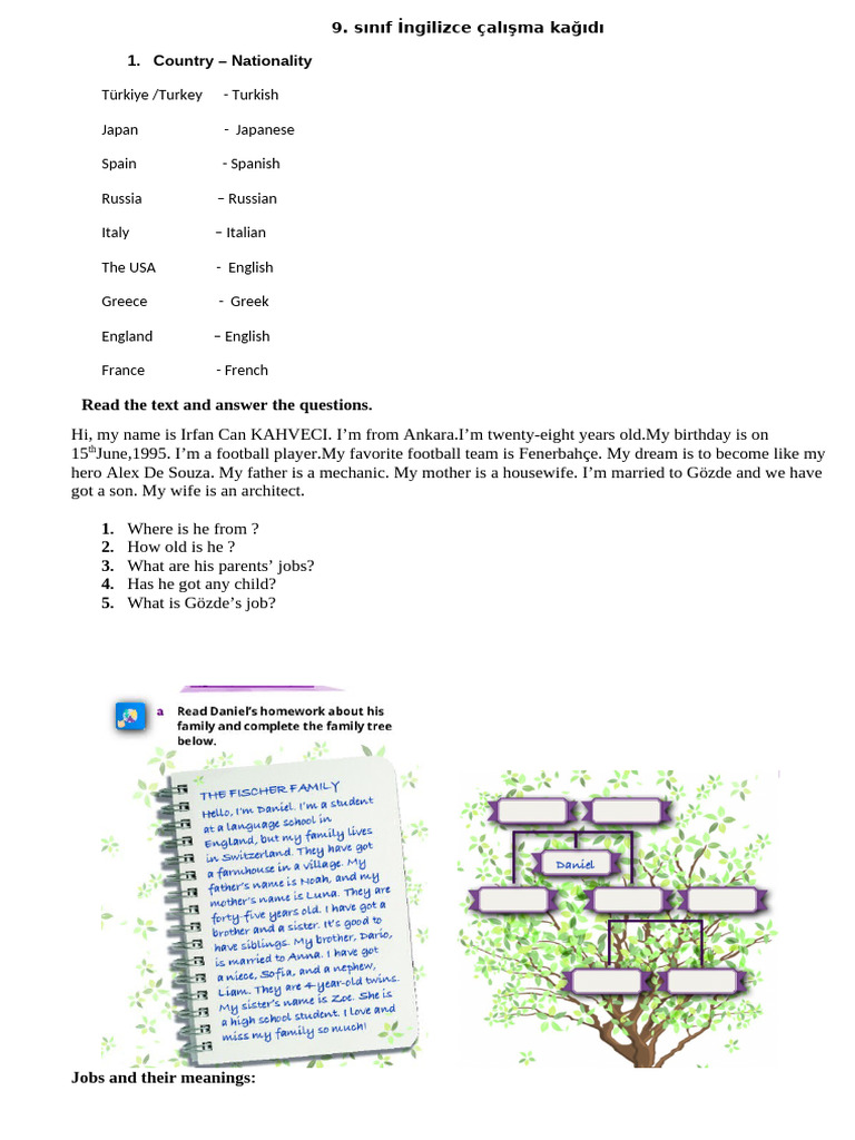 Read The Text and Answer The Questions.: 1. Country - Nationality | PDF