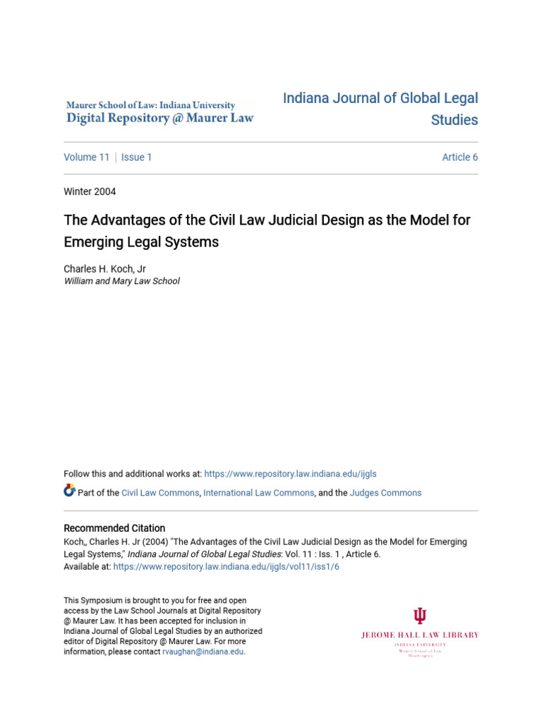 The Advantages of The Civil Law Judicial Design As The Model For ...