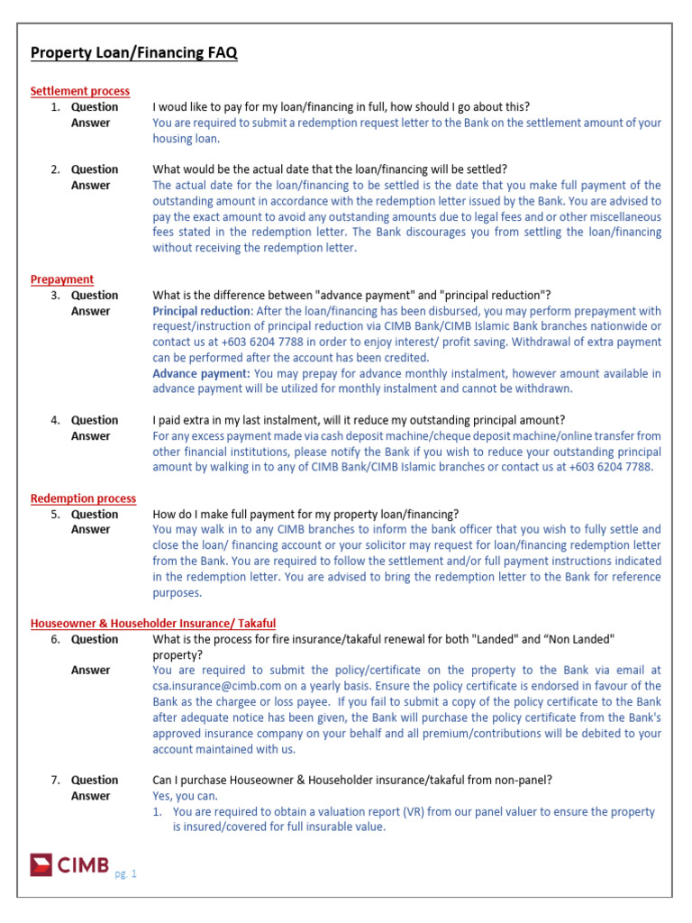 Faq Property Financing | PDF | Banks | Payments