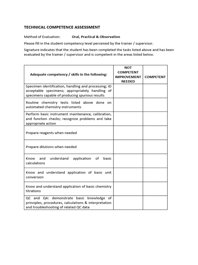 Technical Competence Assessment | PDF