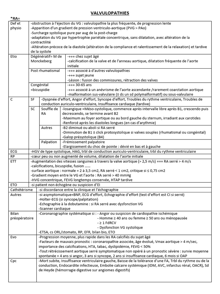 Valvulopathies : Diagnostic et Traitement | PDF | Aorte | Système ...