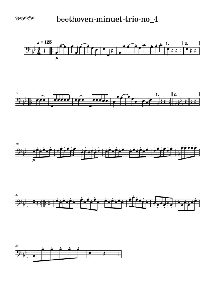 beethoven minuet trio no - 4 ფაგოტი | PDF
