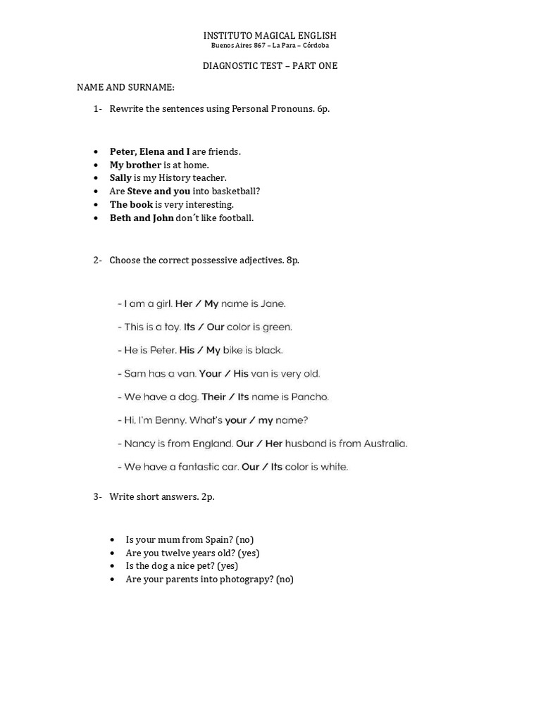Diagnostic Test - Teens | PDF | Home & Garden