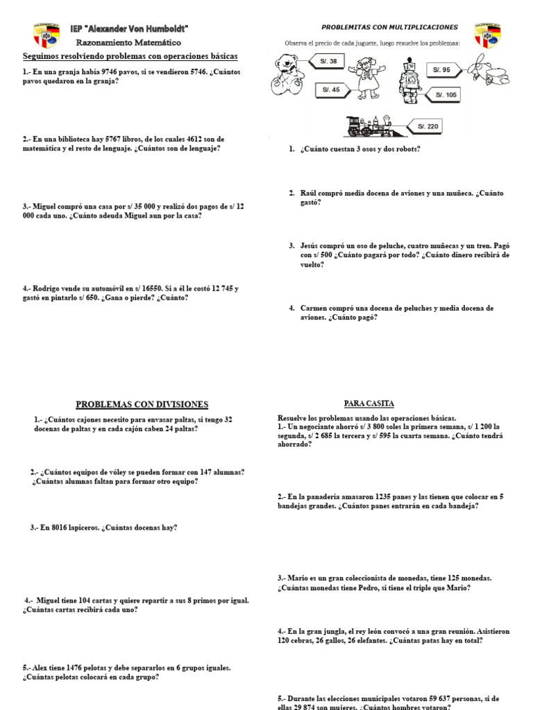 Seguimos Resolviendo Problemas Con Operaciones Básicas | PDF