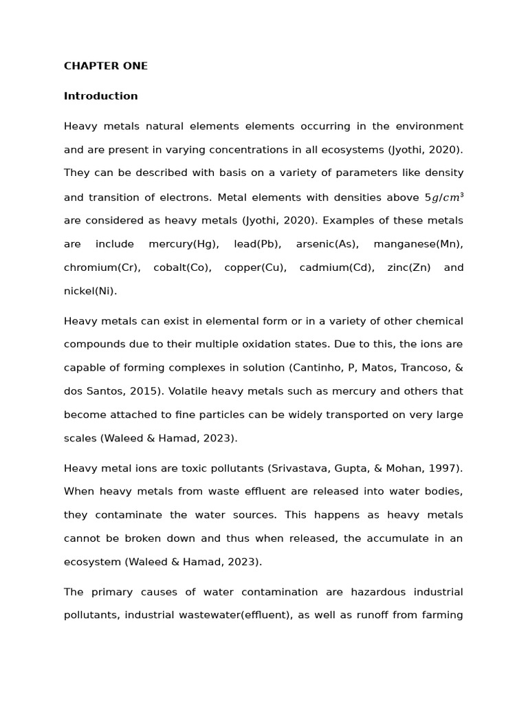 Feni Justine Report | PDF | Adsorption | Water Treatment