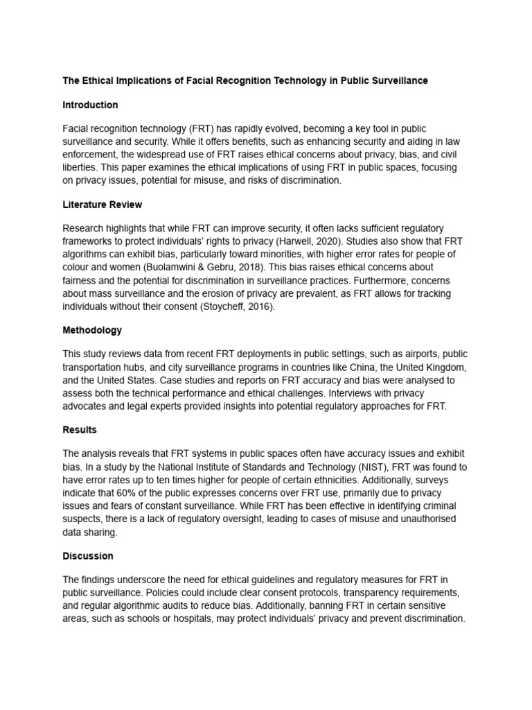 The Ethical Implications of Facial Recognition Technology in Public ... The Ethical Implications of Facial Recognition Technology in Public ...