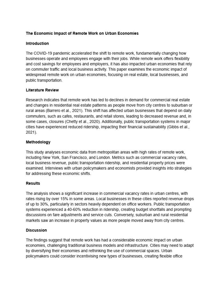 The Economic Impact of Remote Work On Urban Economies | PDF ...