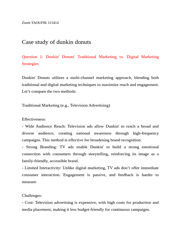 case study of dunkin | PDF | Digital Marketing | Brand